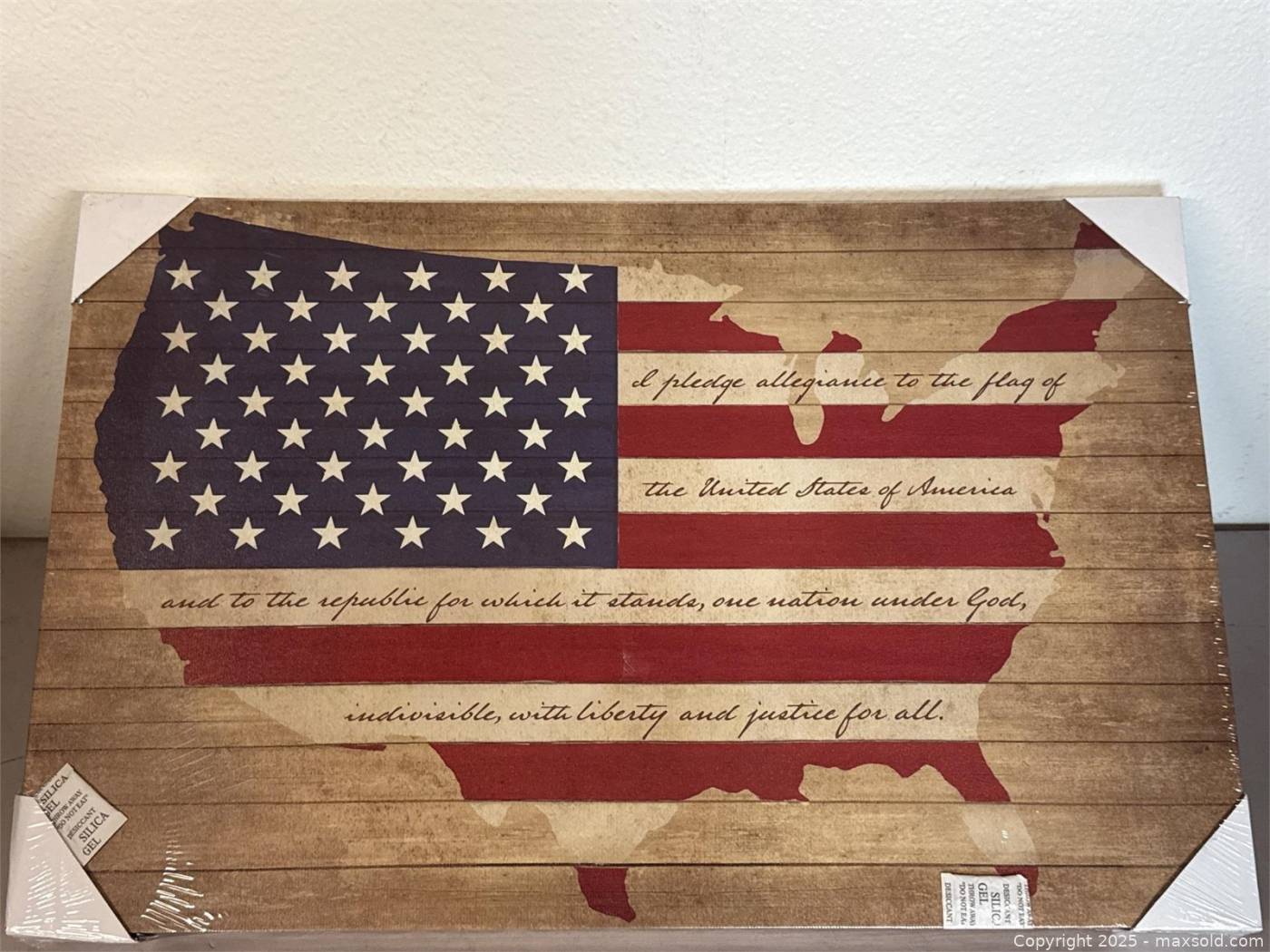 Rustic USA Flag Pledge Canvas Wall Art 24x18 | Maxsold