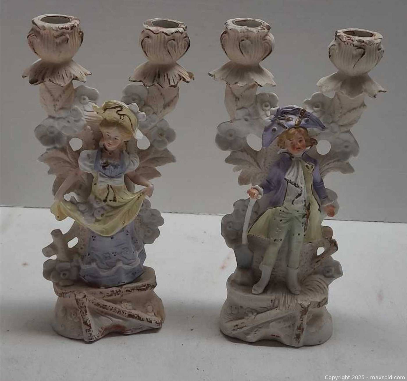 Rococo-Style Porcelain Figural Candlesticks | Maxsold