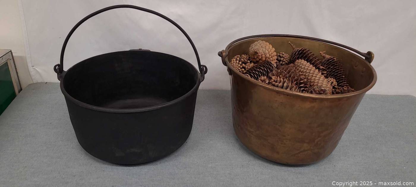 Vintage Cast Iron Cauldron & Copper-Plated Bucket | Maxsold