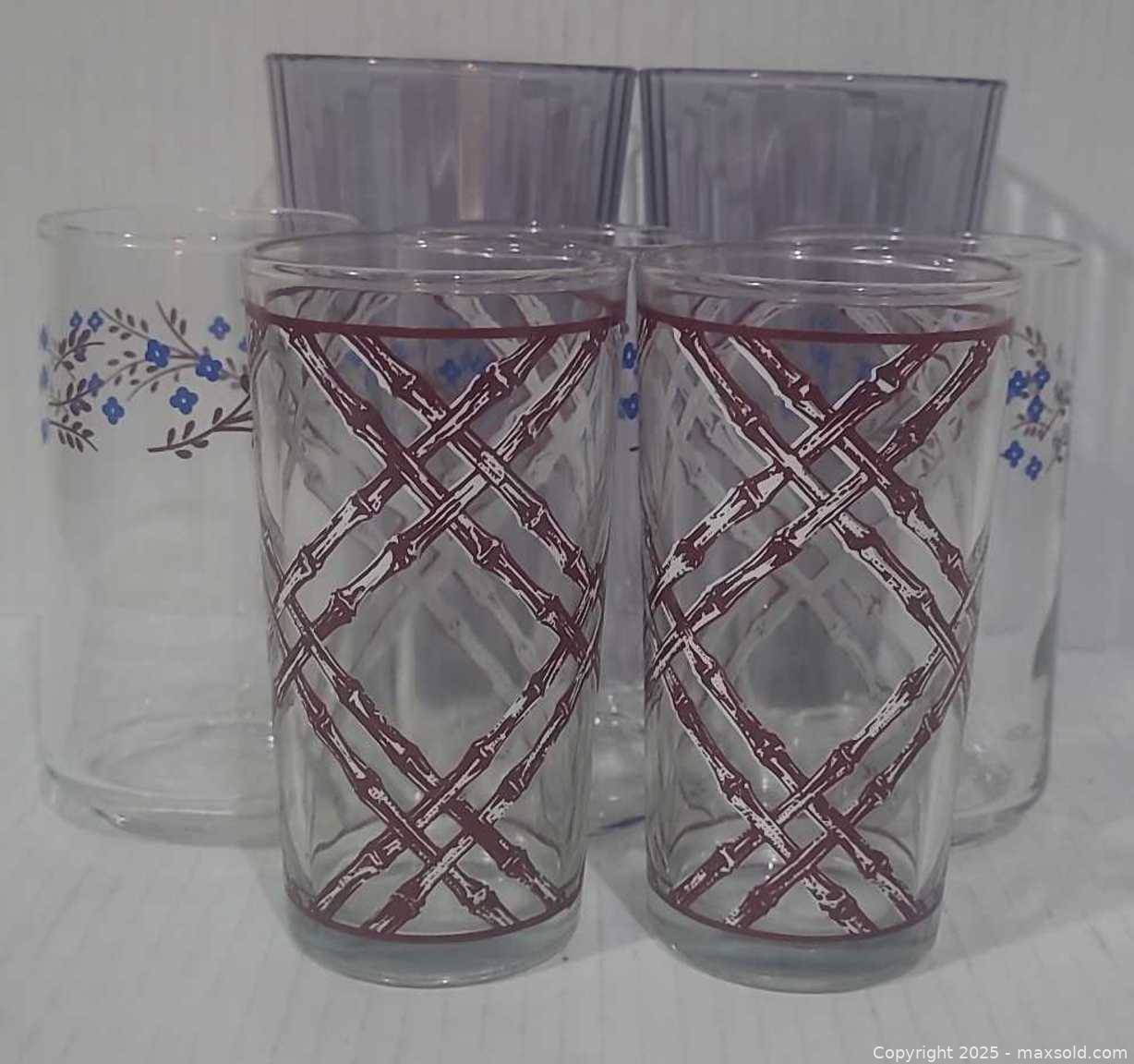 Mix-pattern beverage glasses, seven pieces | Maxsold