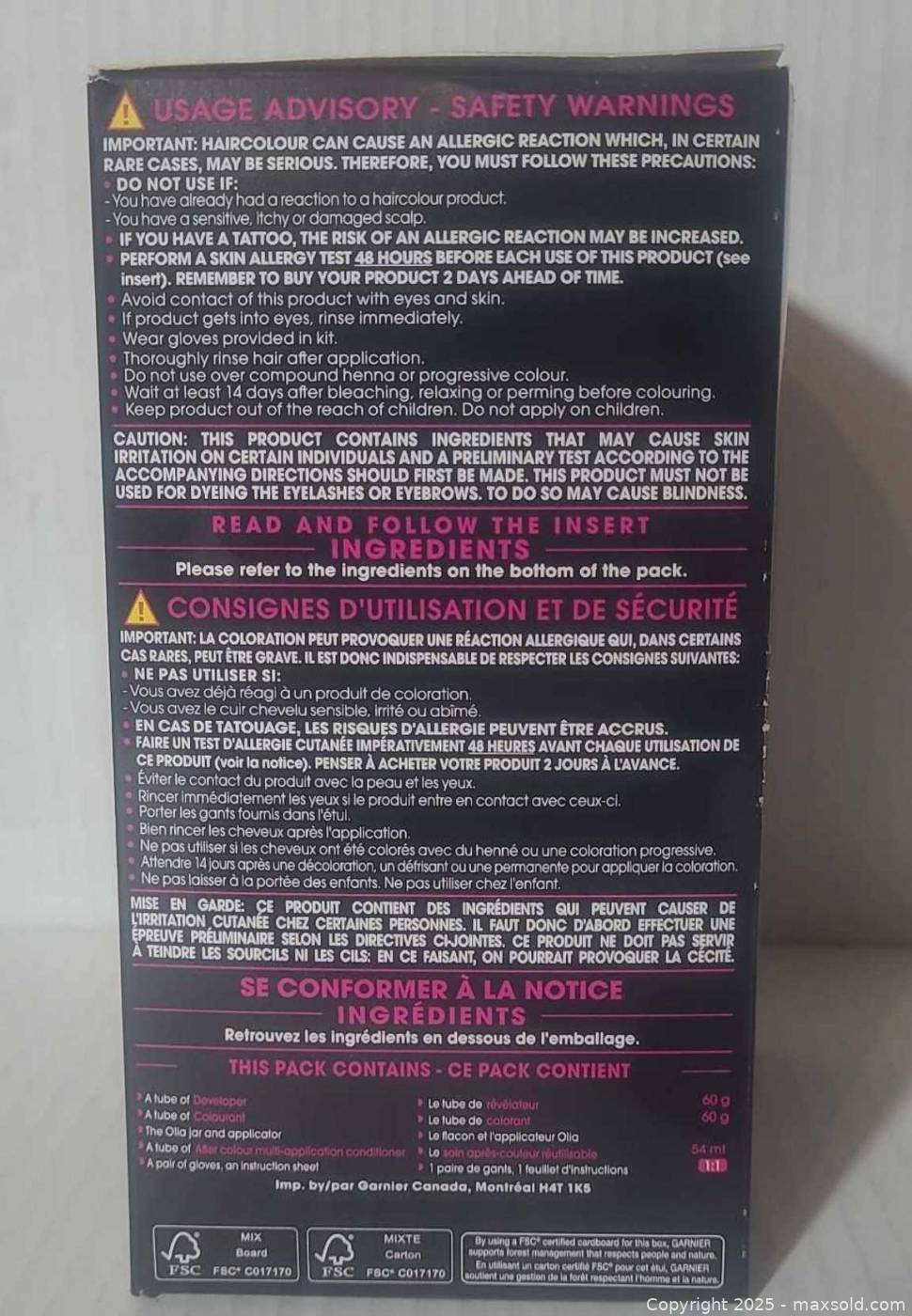 Gardiner Olia permanent hair color 3P x2 | Maxsold