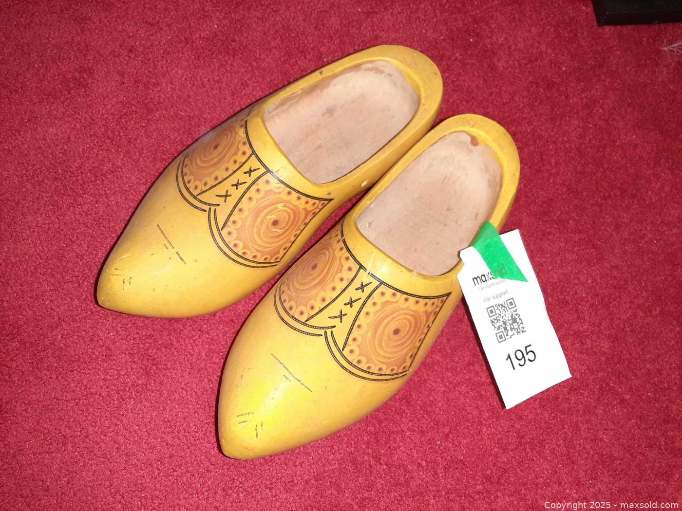 Pair of vintage yellow Dutch wooden clogs | Maxsold