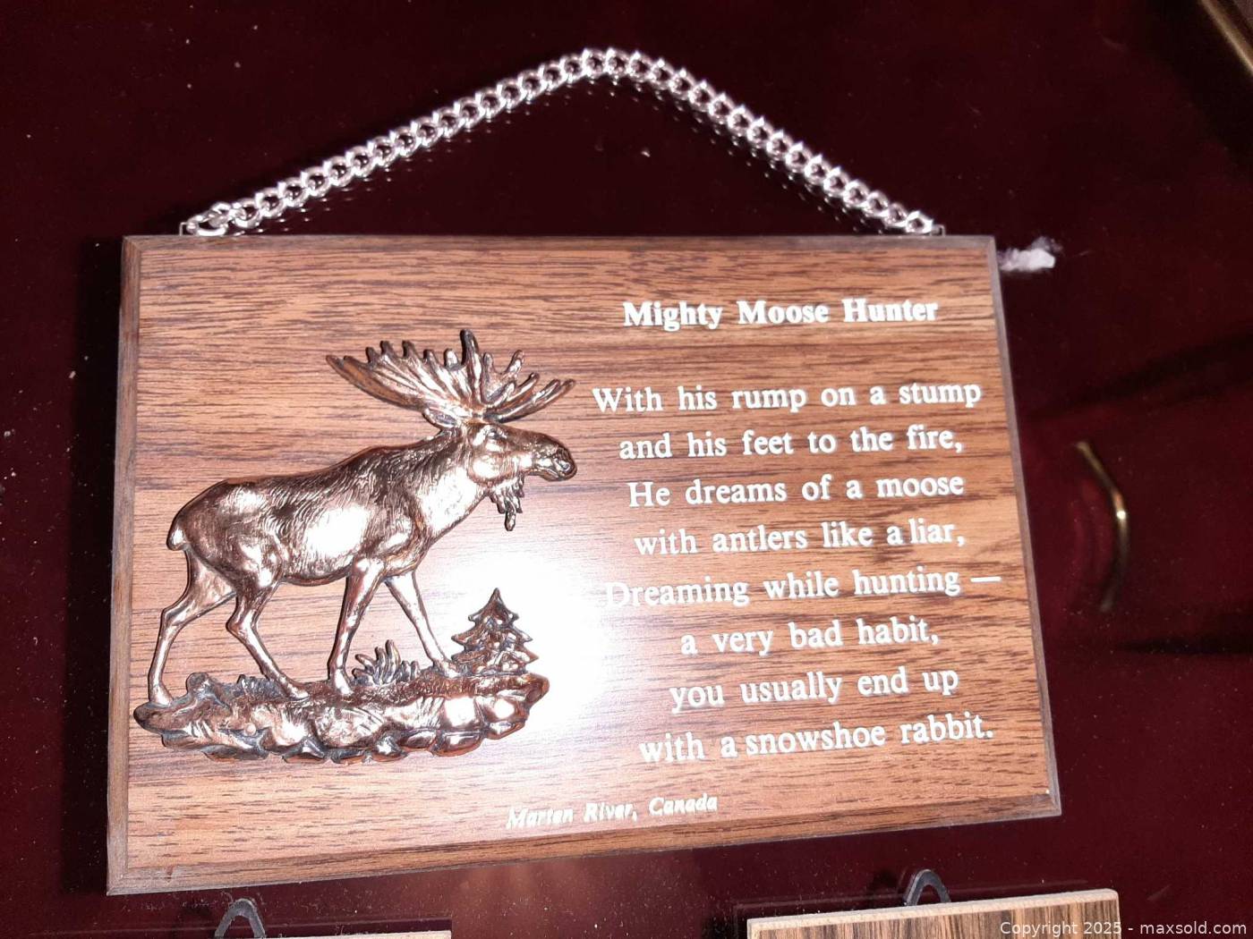 Wooden plaques with metal moose & cranes | Maxsold