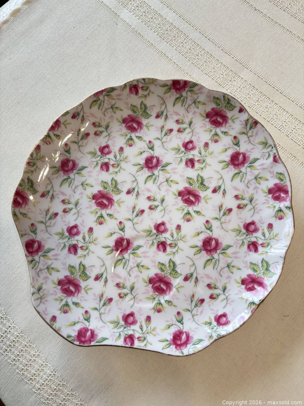Lefton China pink rose tea and dessert set, 9 pcs | Maxsold