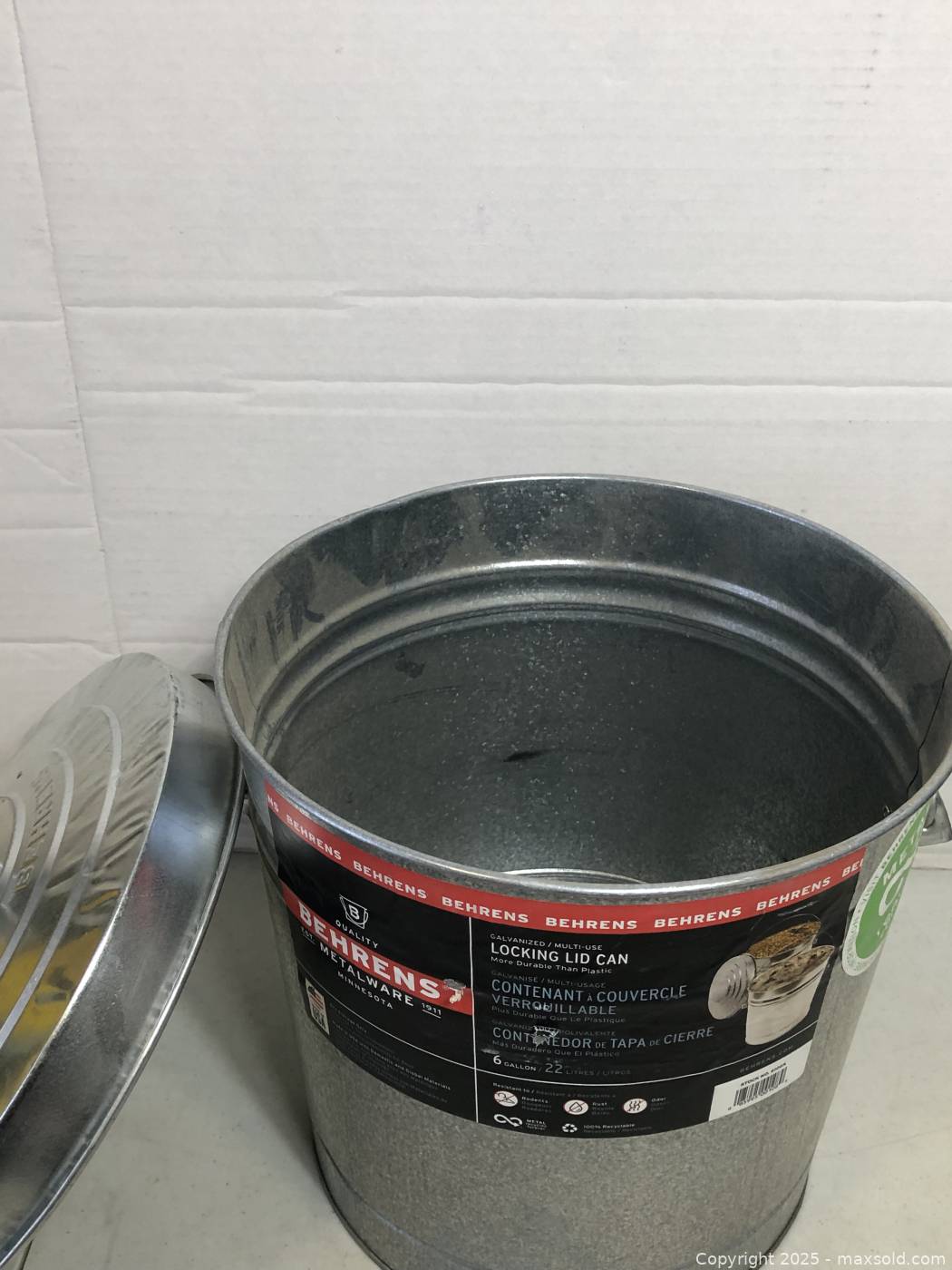 Behrens 6-Gallon Galvanized Locking Lid Can | Maxsold