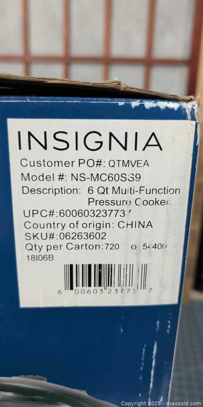 Insignia NS-MC60SS9 6-Quart Multi-Function Electric Pressure Cooker ...