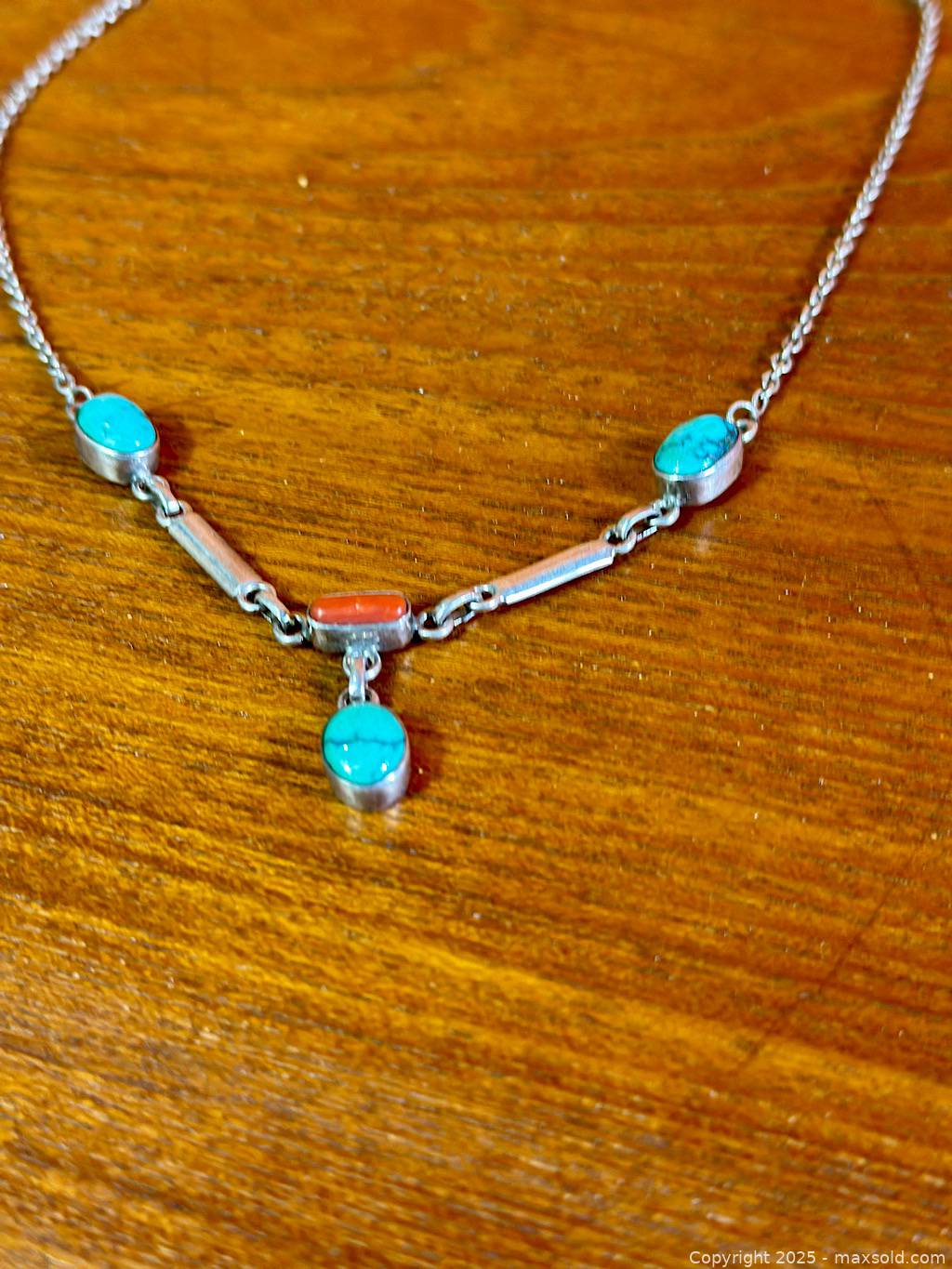 Vintage sterling silver turquoise jasper necklace | Maxsold