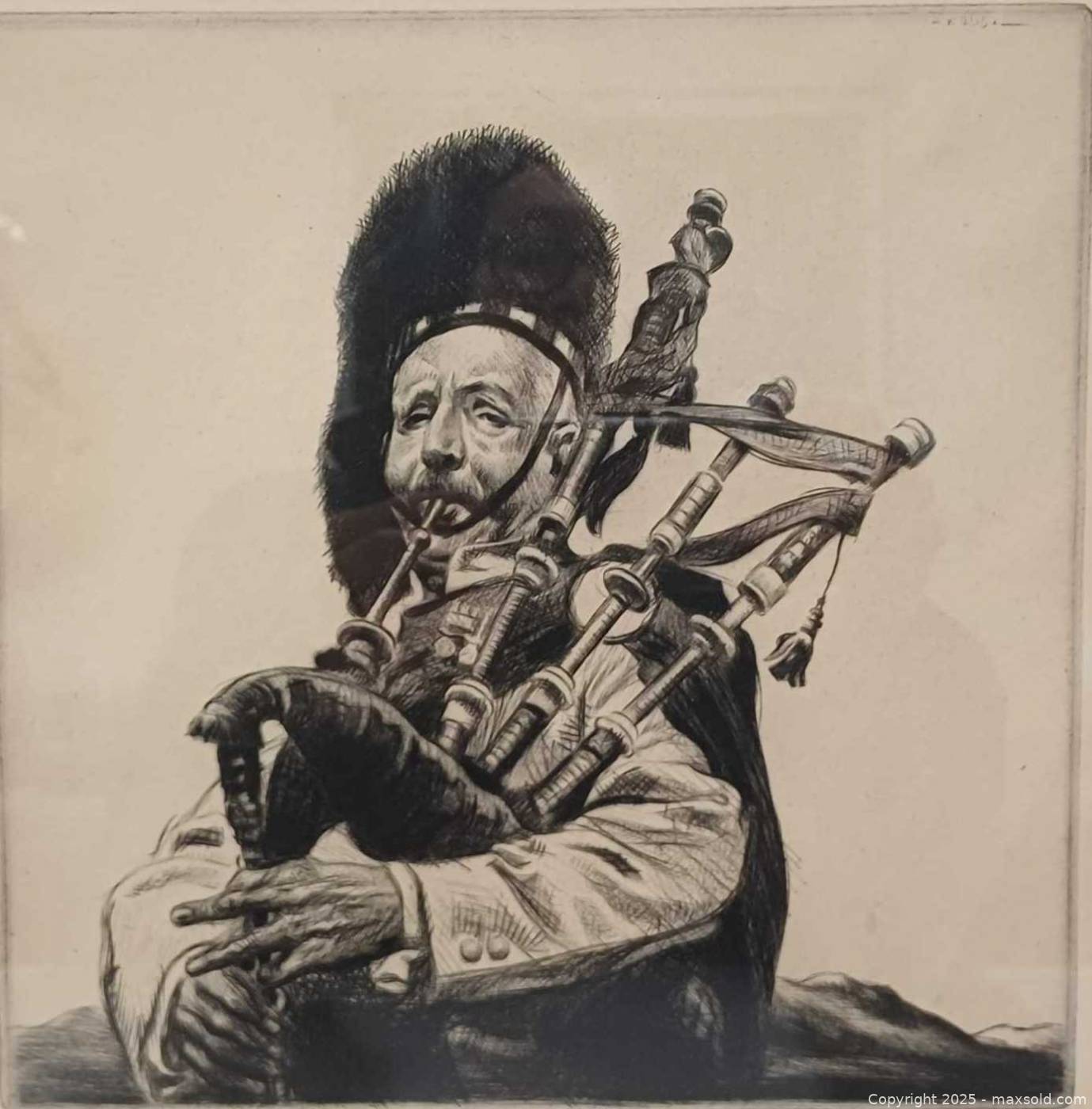 Original drypoint etching The Piper by Salomon Van Abbe | Maxsold