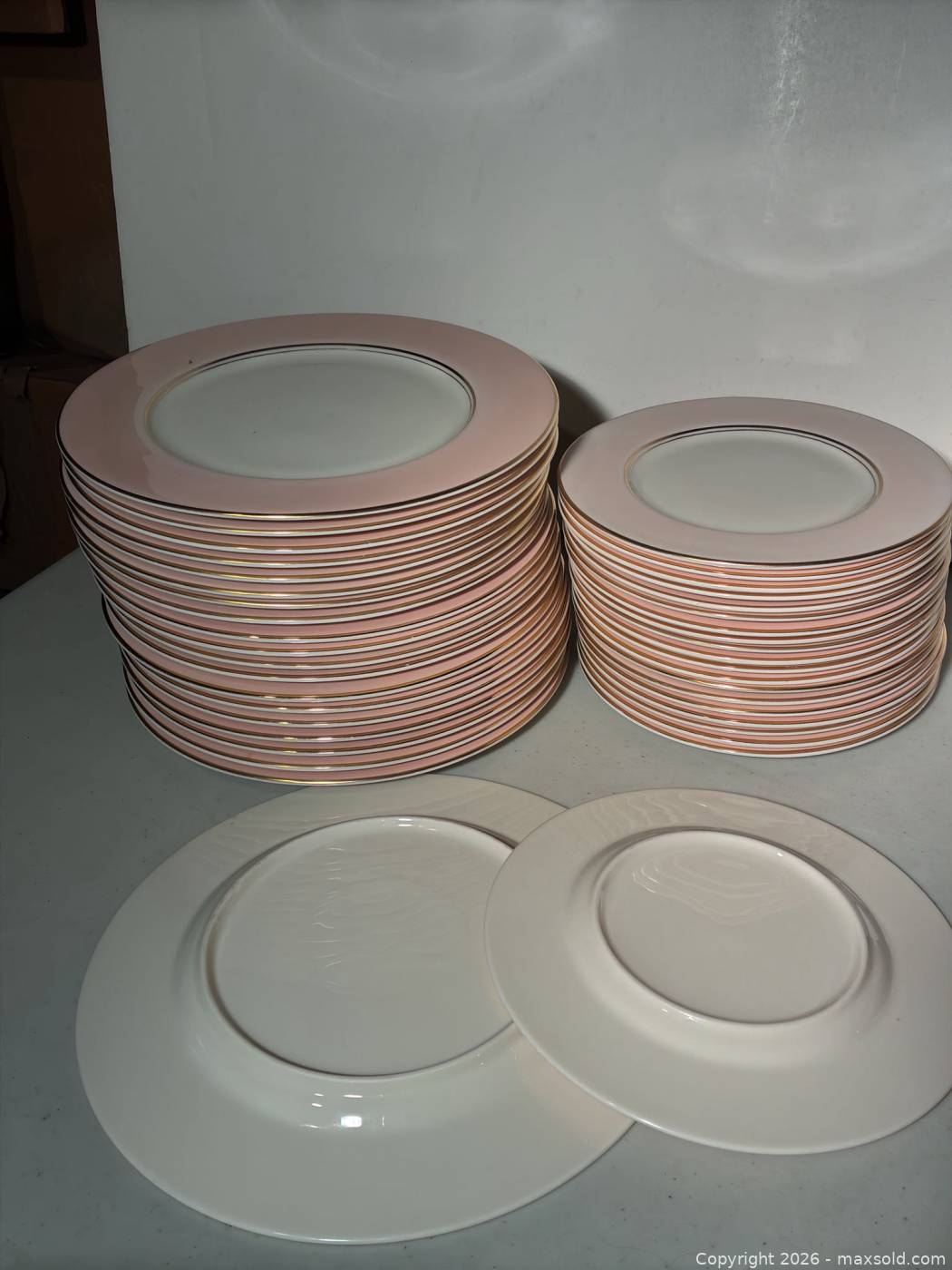 Blush Pink & Gold Porcelain Dinnerware Set ~75 pcs | Maxsold