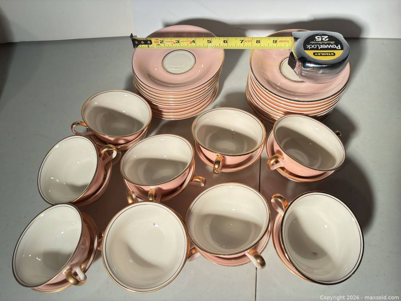Blush Pink & Gold Porcelain Dinnerware Set ~75 pcs | Maxsold