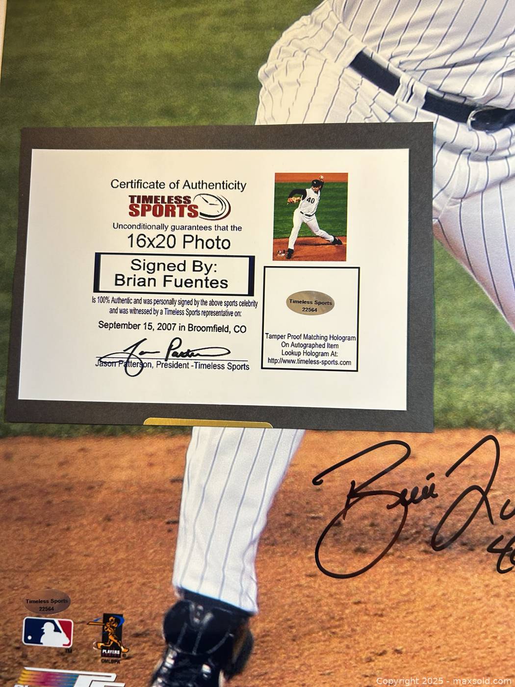 Brian Fuentes signed Colorado Rockies 16x20 photo with COA | Maxsold