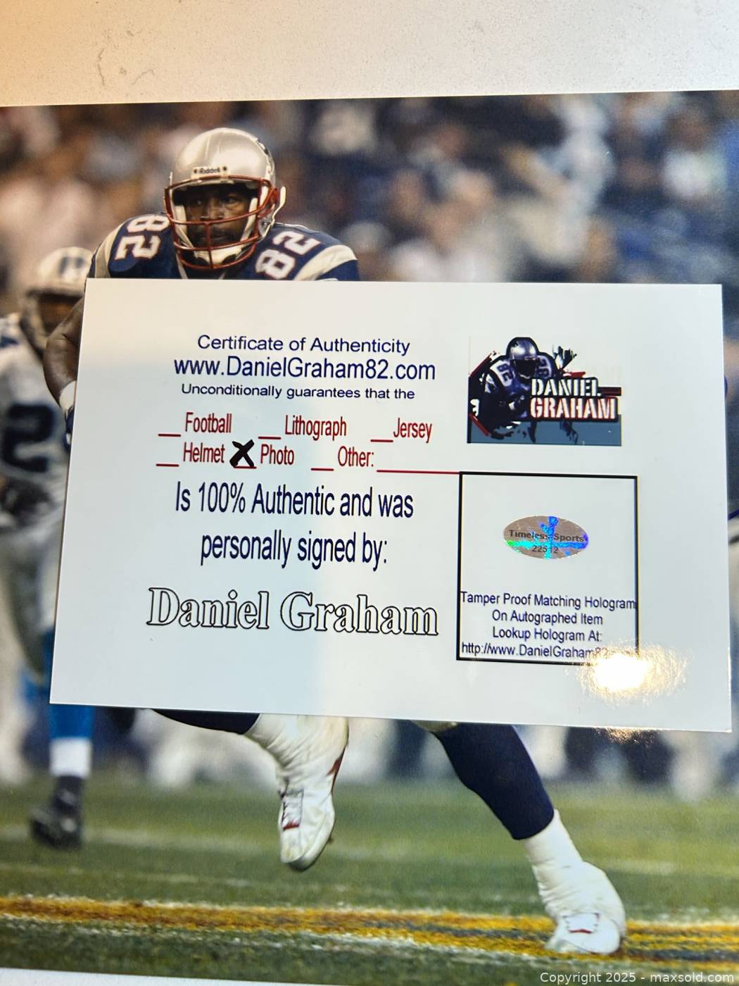 Daniel Graham signed 8x10 Patriots photo with COA | Maxsold