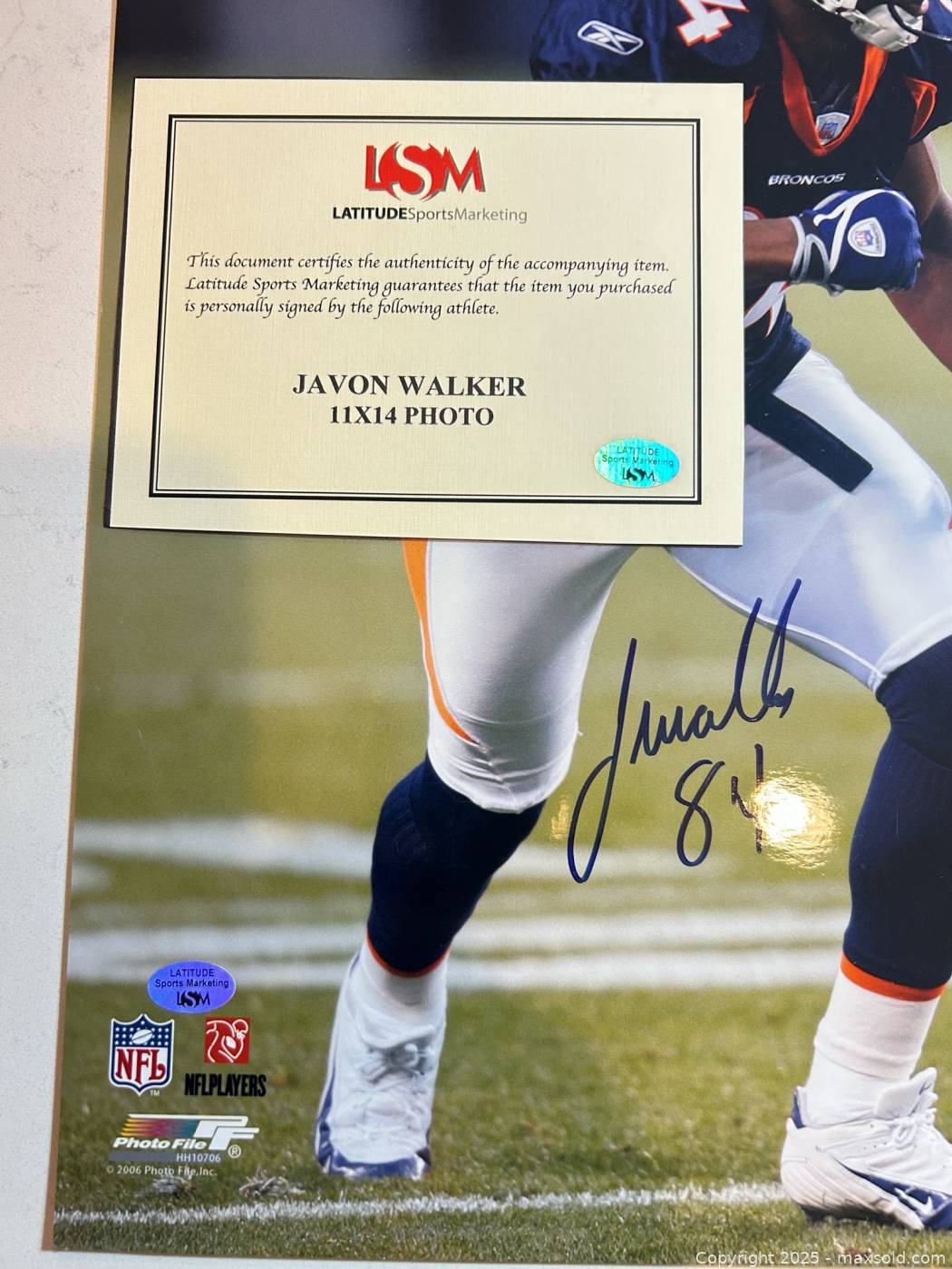 Javon Walker autographed 11x14 Denver Broncos photo | Maxsold