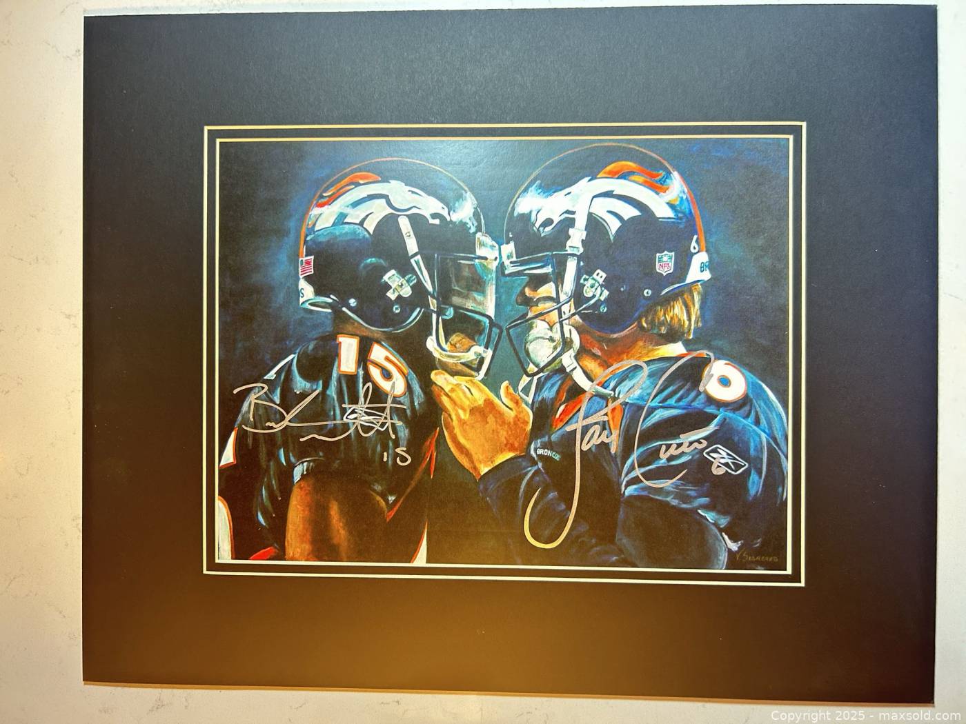 Jay Cutler & Brandon Marshall dual-signed Denver Broncos matted 11x14 print | Maxsold