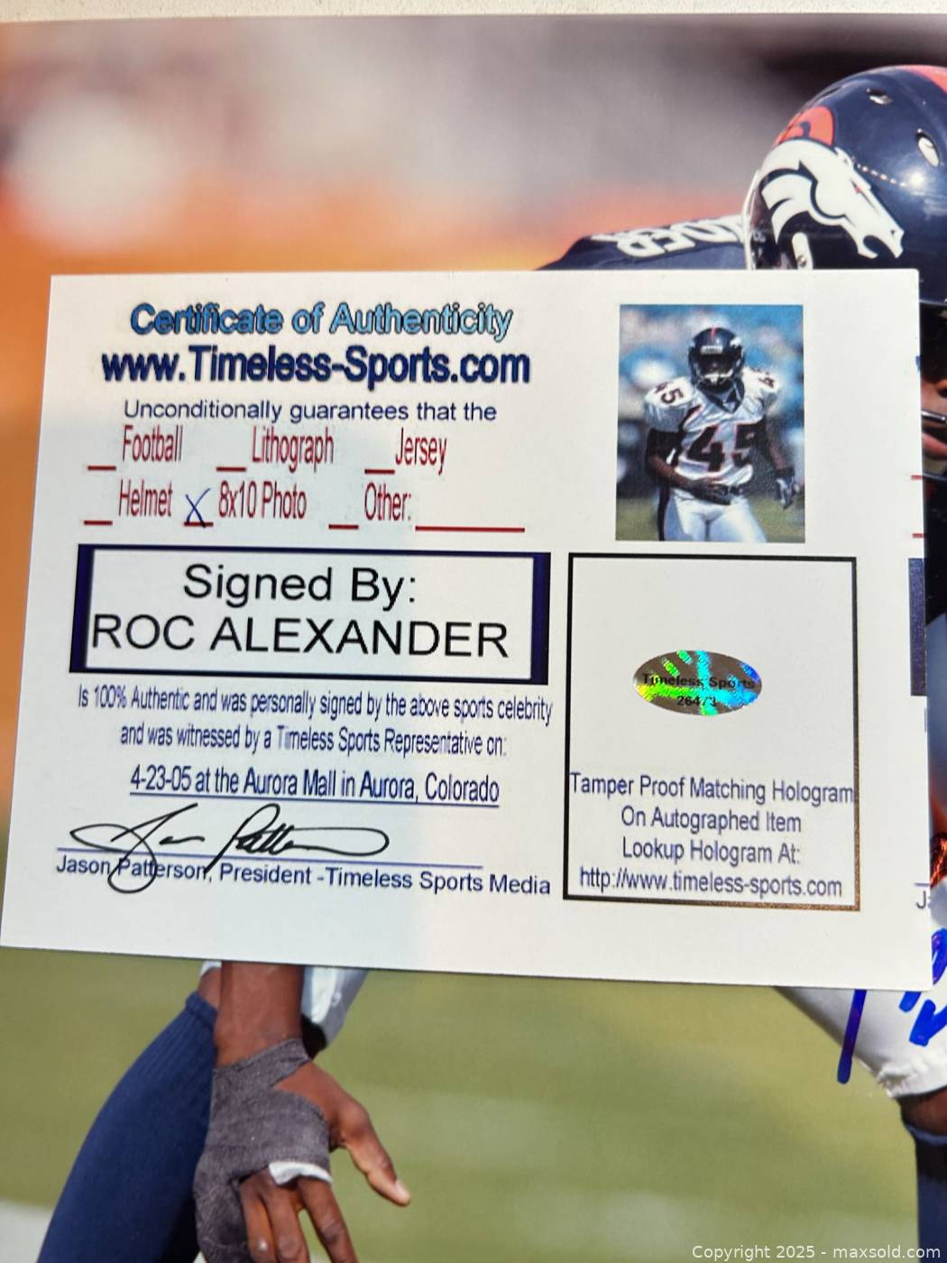 Roc Alexander autographed 8x10 photo | Maxsold