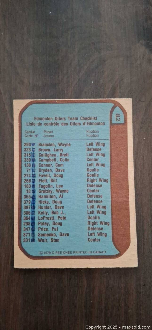 1979 O-Pee-Chee Edmonton Oilers team checklist trading card | Maxsold