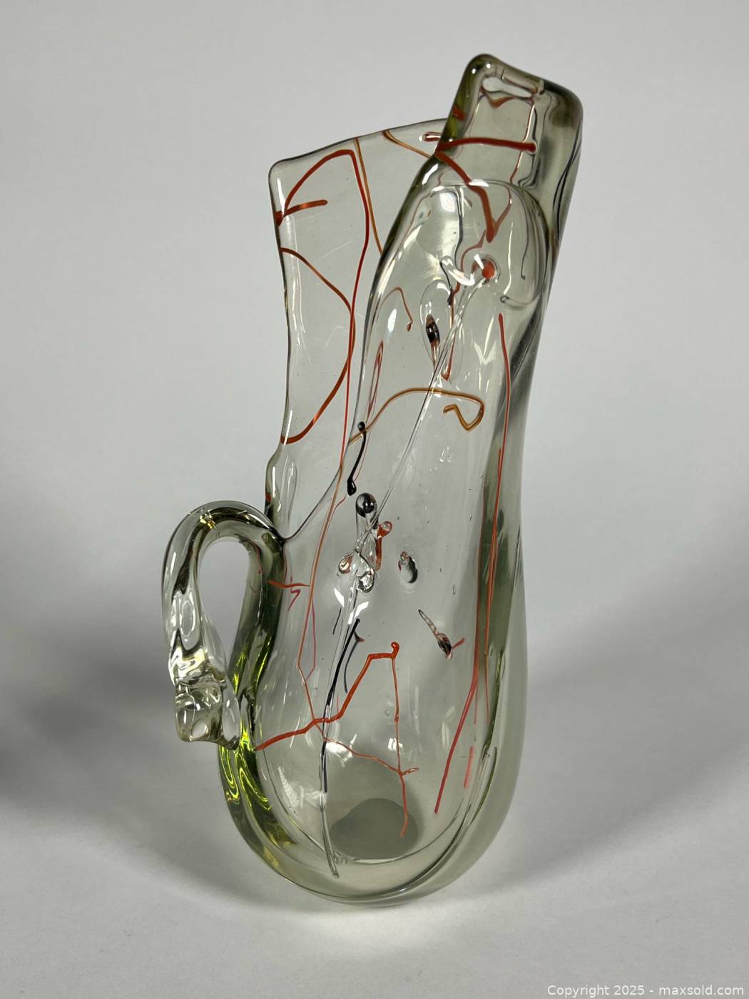 Signed Art Glass Goblet Plate & Pitcher | Maxsold