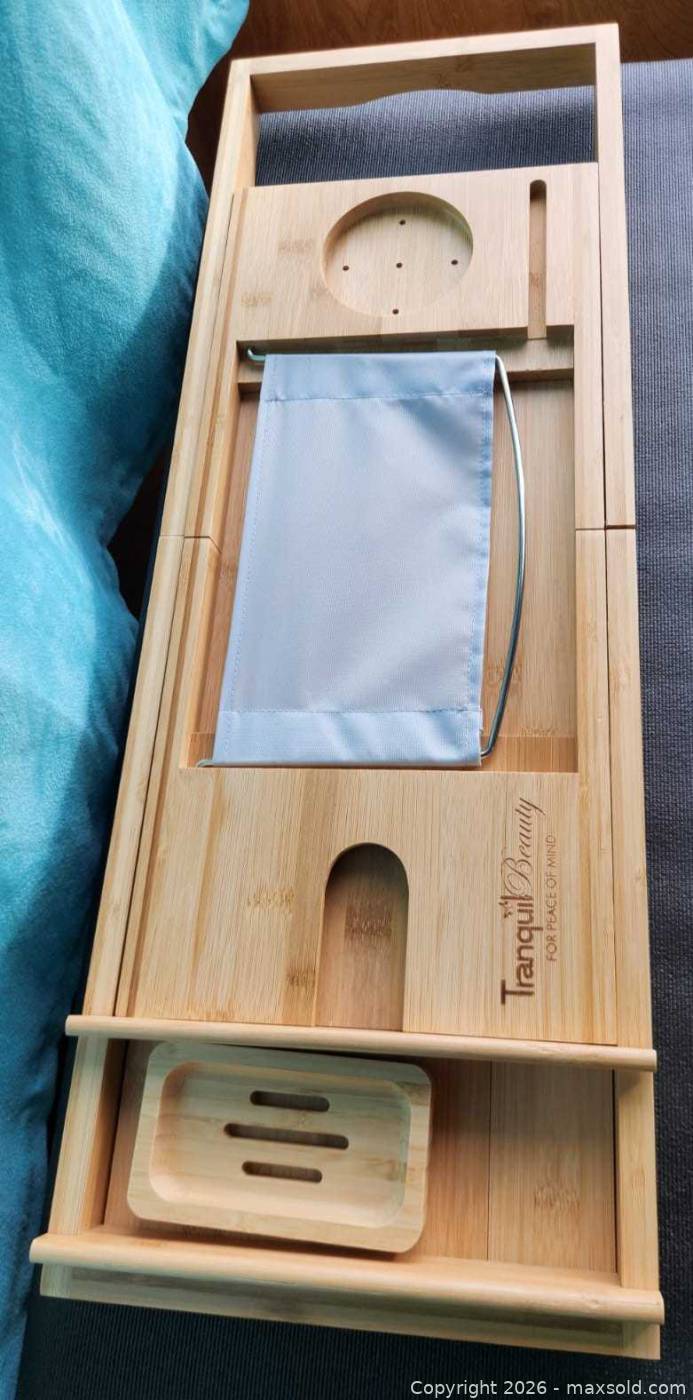 Tranquil Beauty bamboo adjustable bathtub caddy | Maxsold