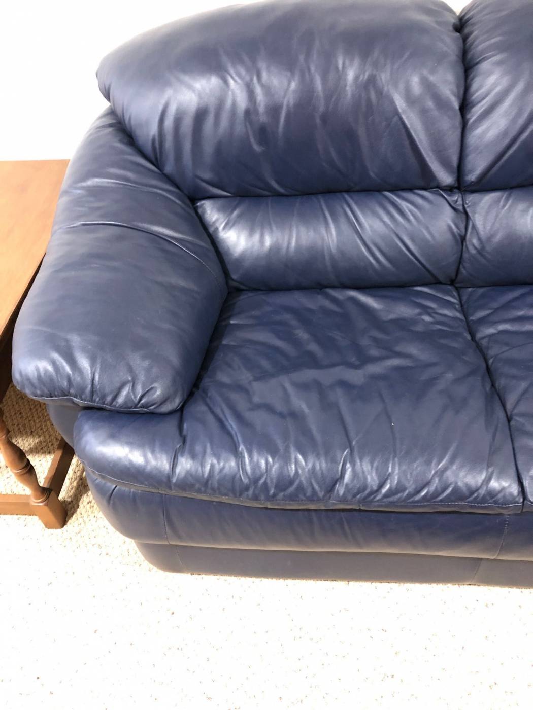 Navy Blue Overstuffed 3-Seater Sofa | Maxsold
