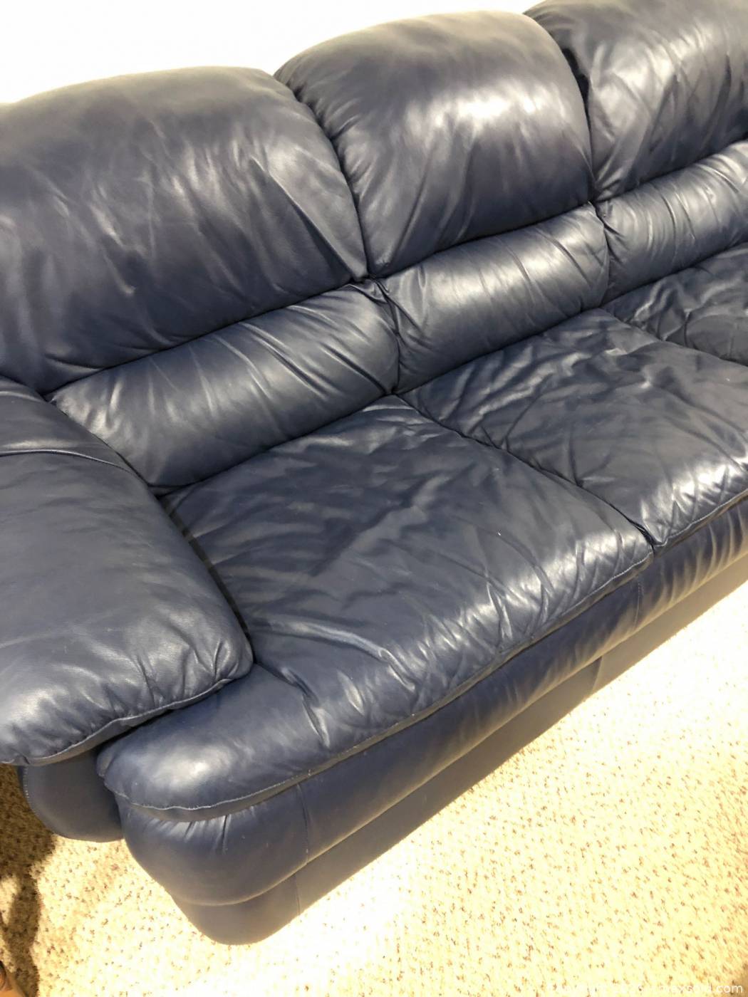 Navy Blue Overstuffed 3-Seater Sofa | Maxsold