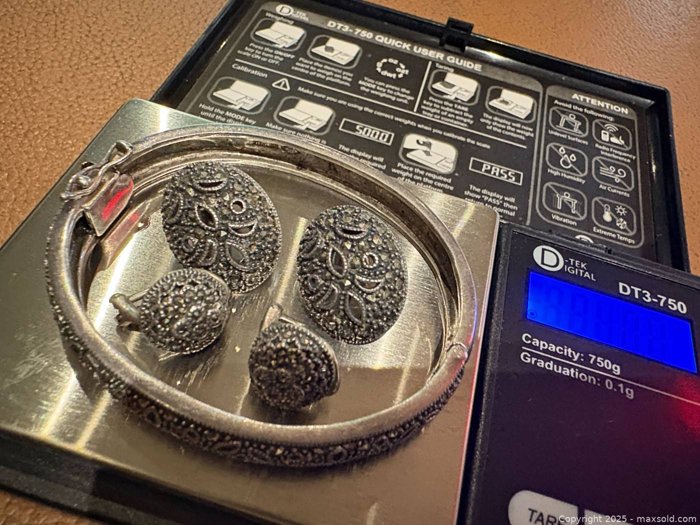 Judith Jack sterling silver marcasite bracelet & 2 earring pairs | Maxsold