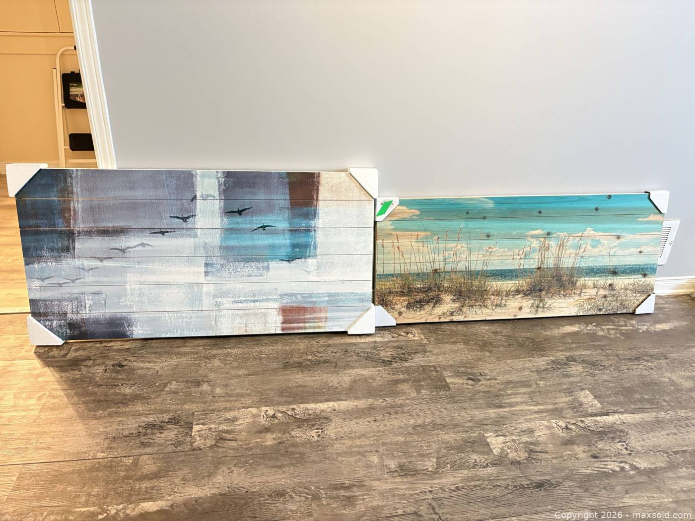 Set of two wood plank coastal prints | Maxsold