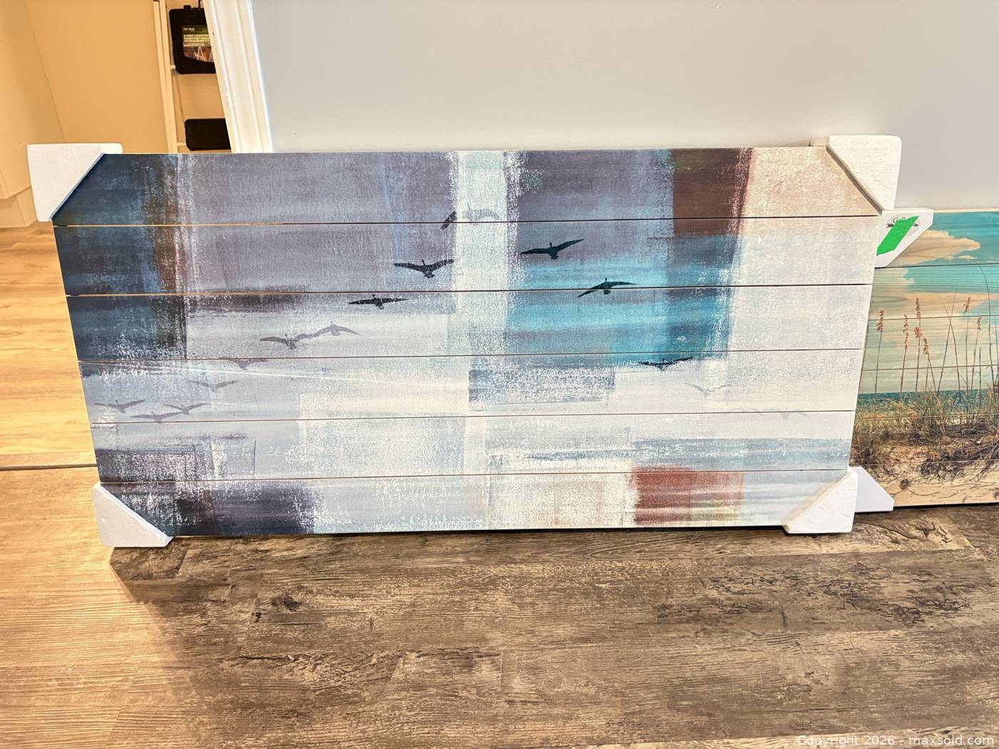Set of two wood plank coastal prints | Maxsold