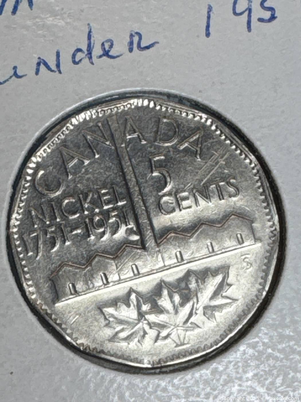 1951 Canada 5 Cents Nickel “Moon Under” Variety | Maxsold