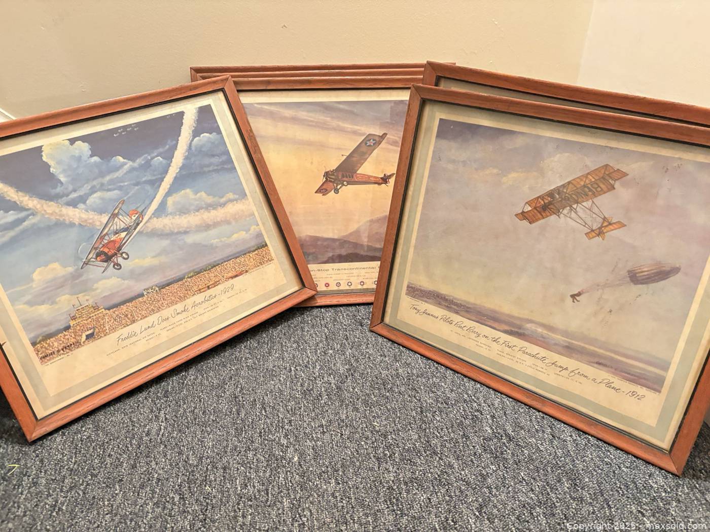 Set of 7 framed vintage aviation prints | Maxsold