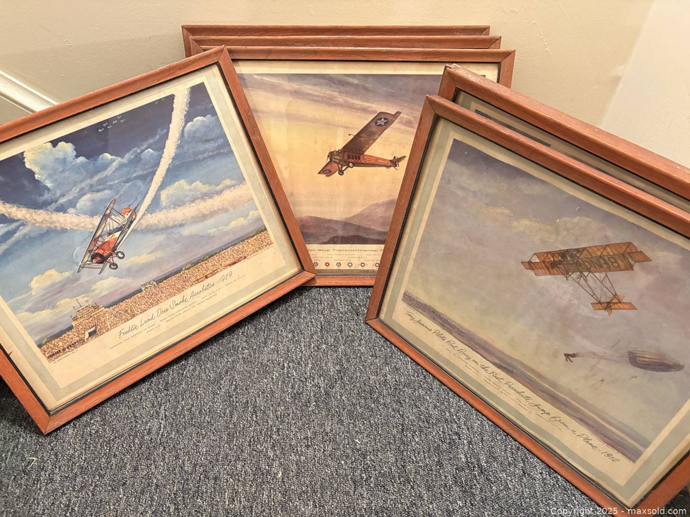 Set of 7 framed vintage aviation prints | Maxsold