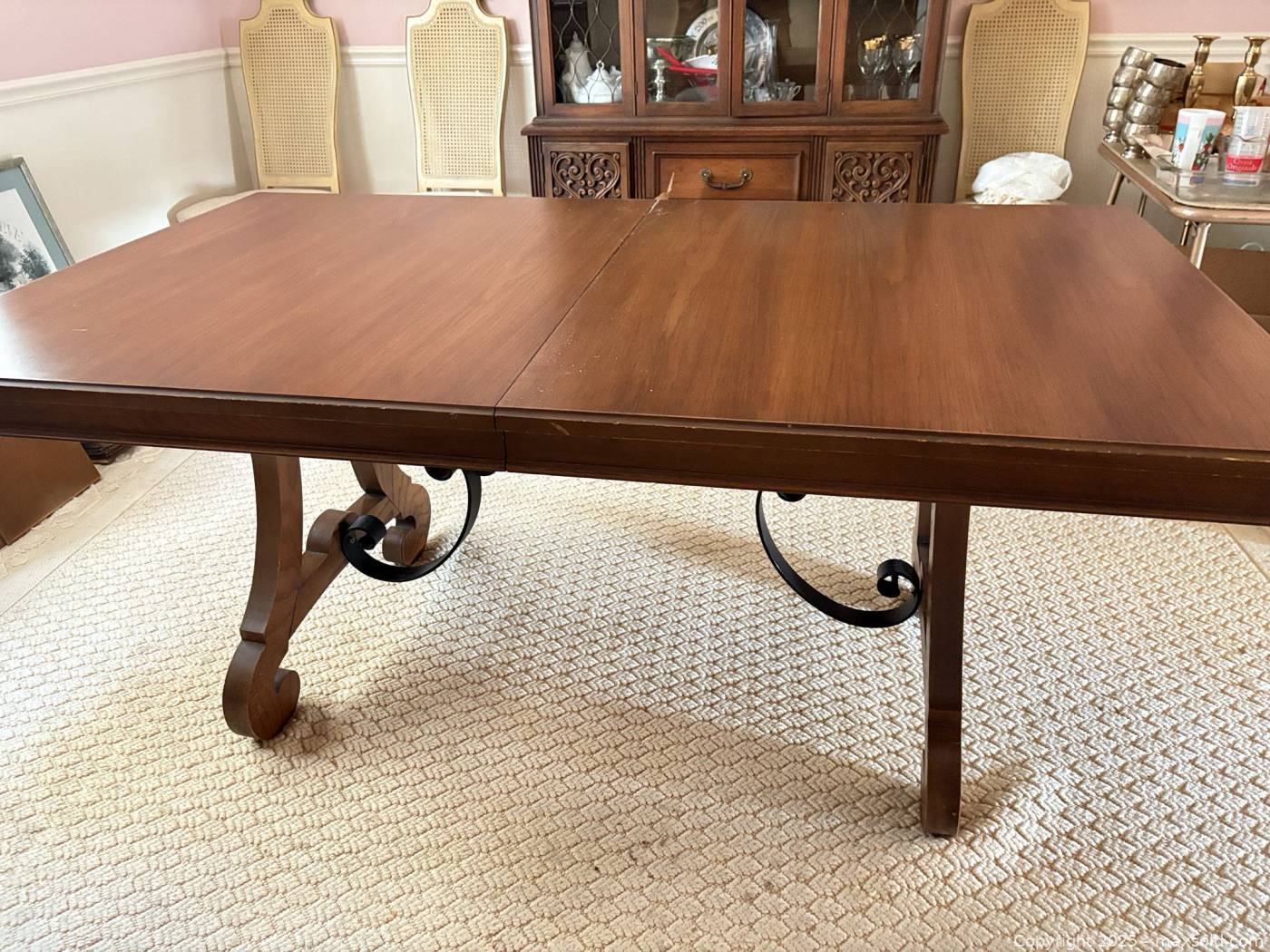 Vintage trestle dining table with leaves | Maxsold
