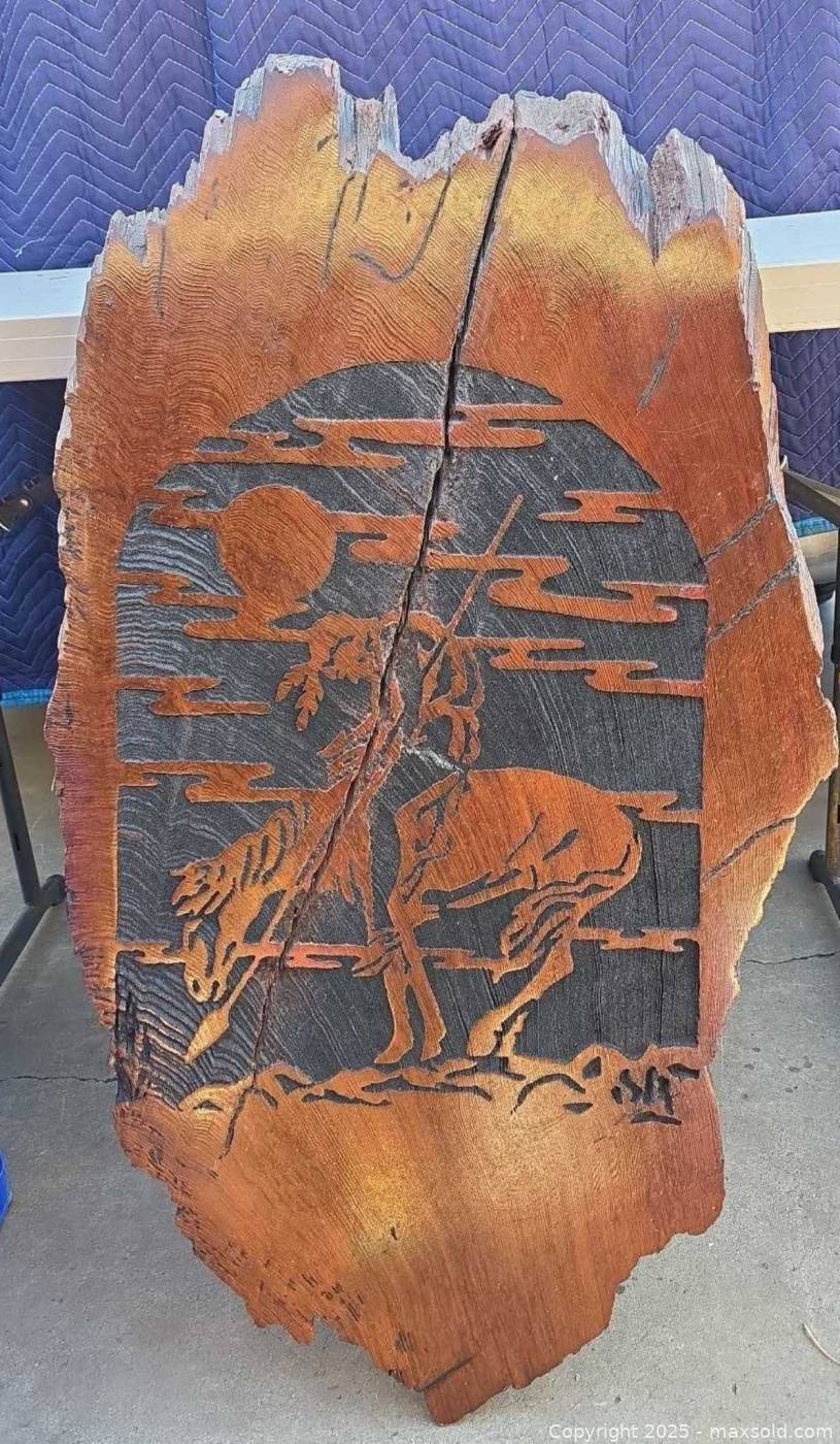 End of the Trail live edge wood wall art | Maxsold