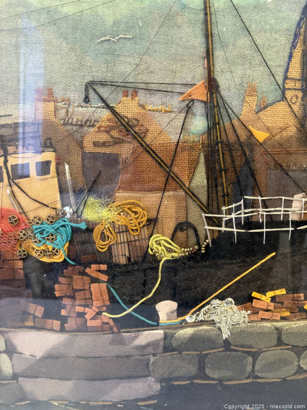 Liz Duncan signed mixed media harbour scene framed artwork | Maxsold