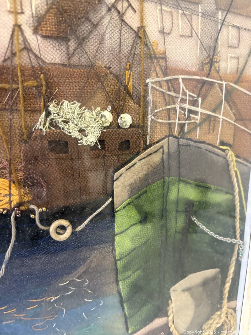Liz Duncan signed mixed media harbour scene framed artwork | Maxsold