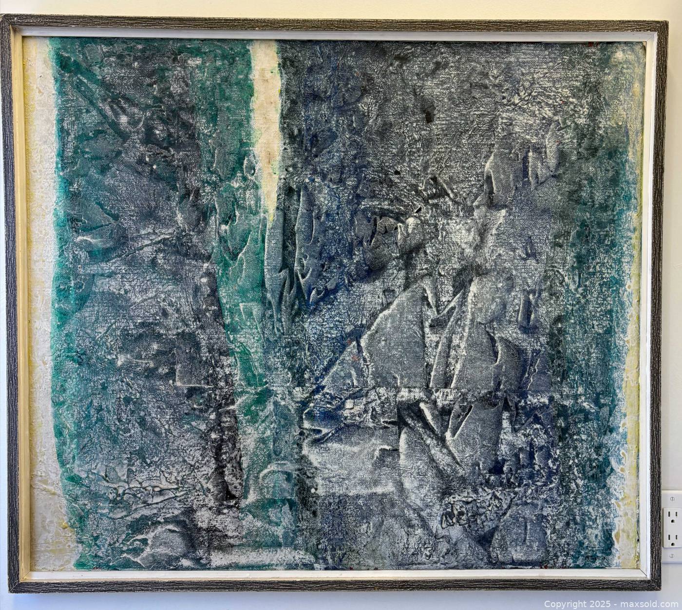 42.5" x 32.5" double-sided abstract oil painting signed M Scott 1965 ...