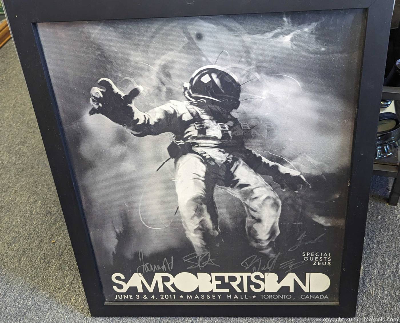 Signed framed Sam Roberts Band concert poster | Maxsold