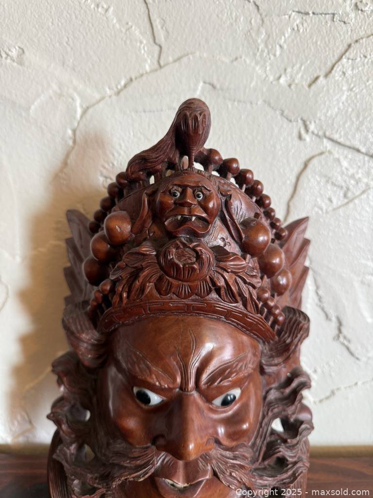 Hand-Carved Rosewood Asian Emperor Mask | Maxsold
