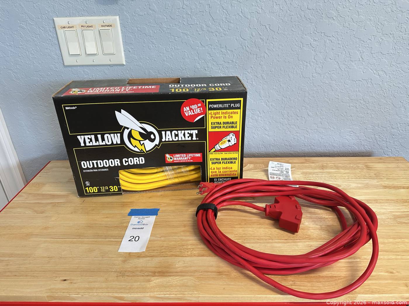 Yellow Jacket 100 ft Outdoor Cord & Red Cord | Maxsold