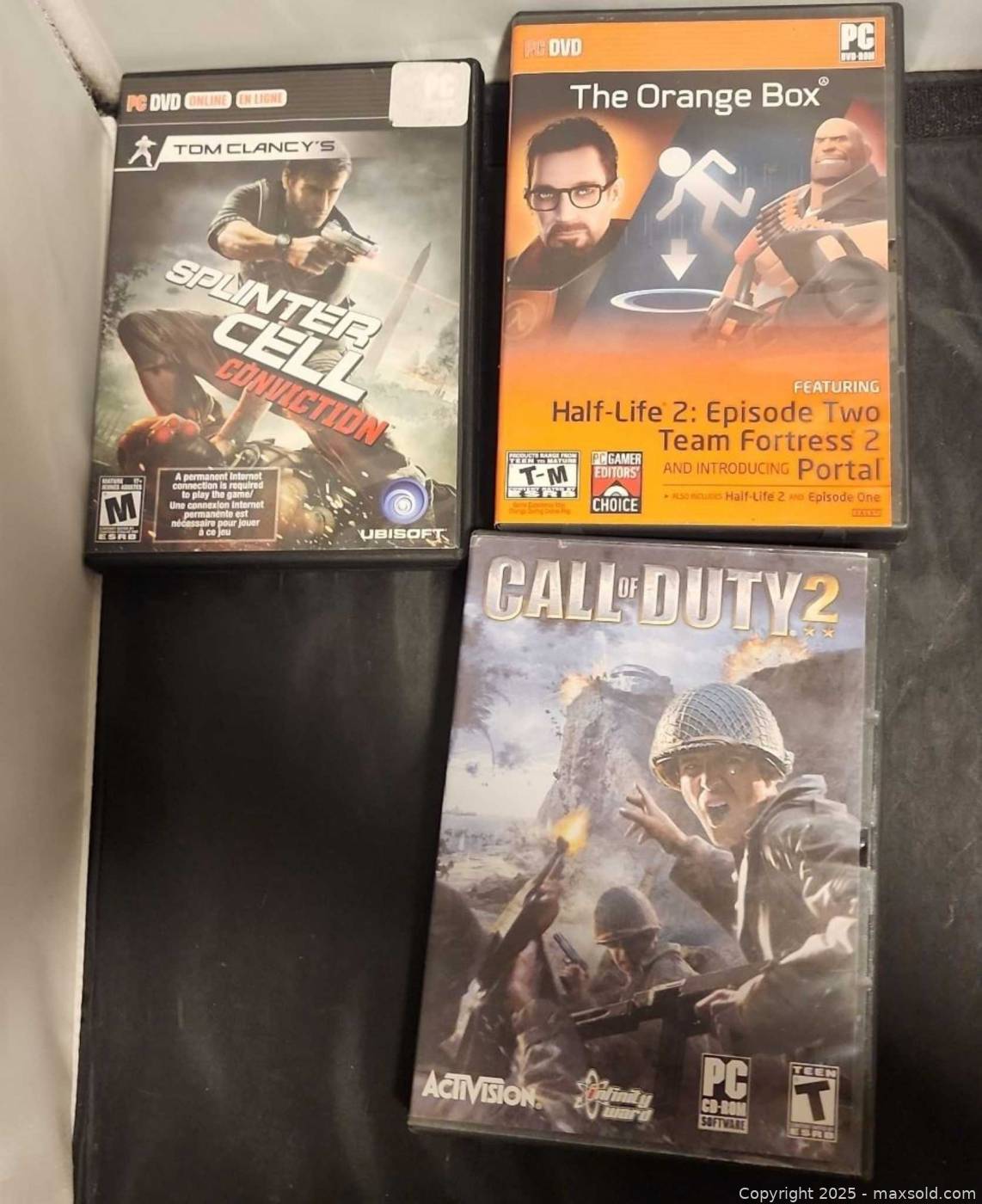 PC games Call of Duty 2, The Orange Box, Splinter Cell Conviction | Maxsold