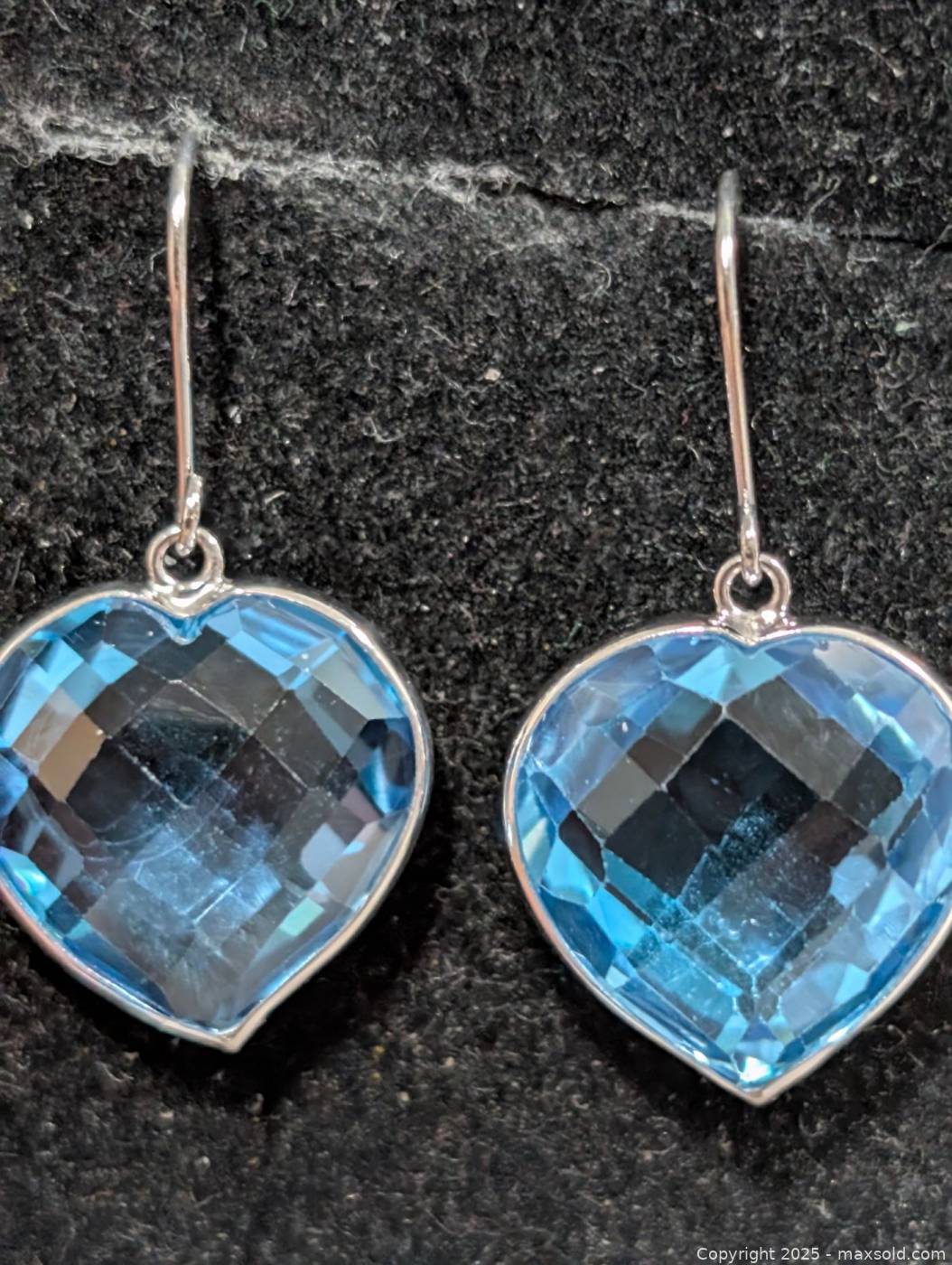 Certified 10K Blue Topaz Heart Drop Earrings | Maxsold