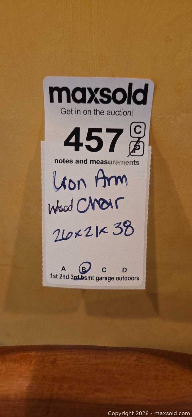 Solid Wood Armchair with Carved Lion Armrests | Maxsold