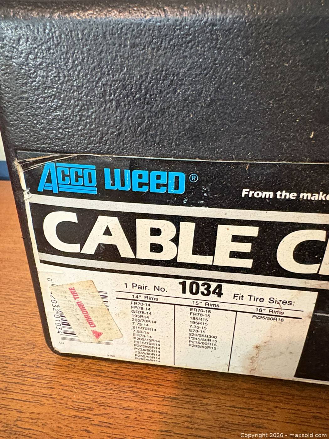 Acco Weed cable tire chains 1034 with case | Maxsold