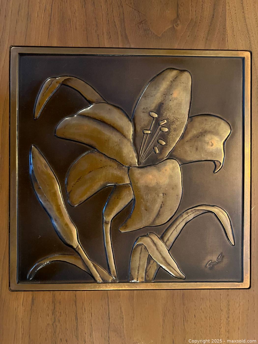 Bruce Fox copper floral relief wall plaques, pair | Maxsold