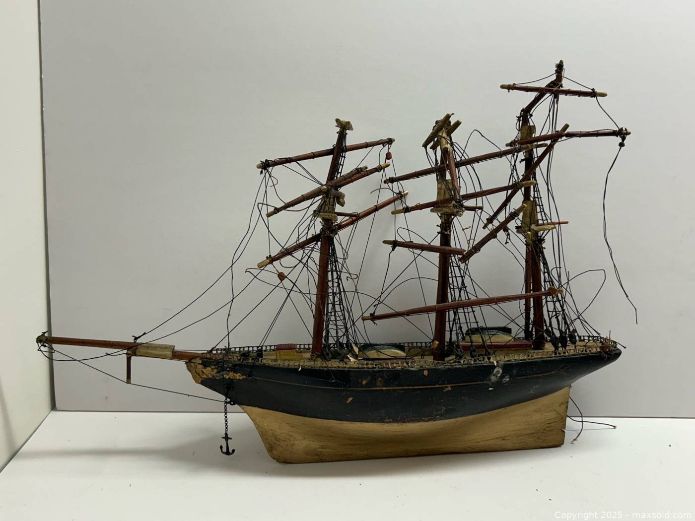 Vintage Wooden Frigate Model Ship | Maxsold