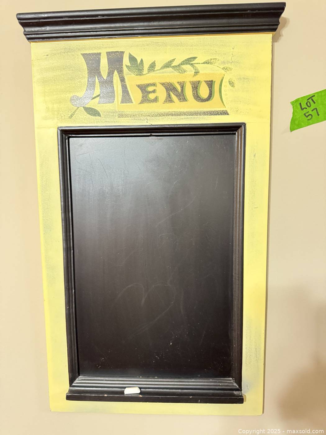 Wall-mounted yellow frame chalkboard menu board 15.5" x 27" | Maxsold