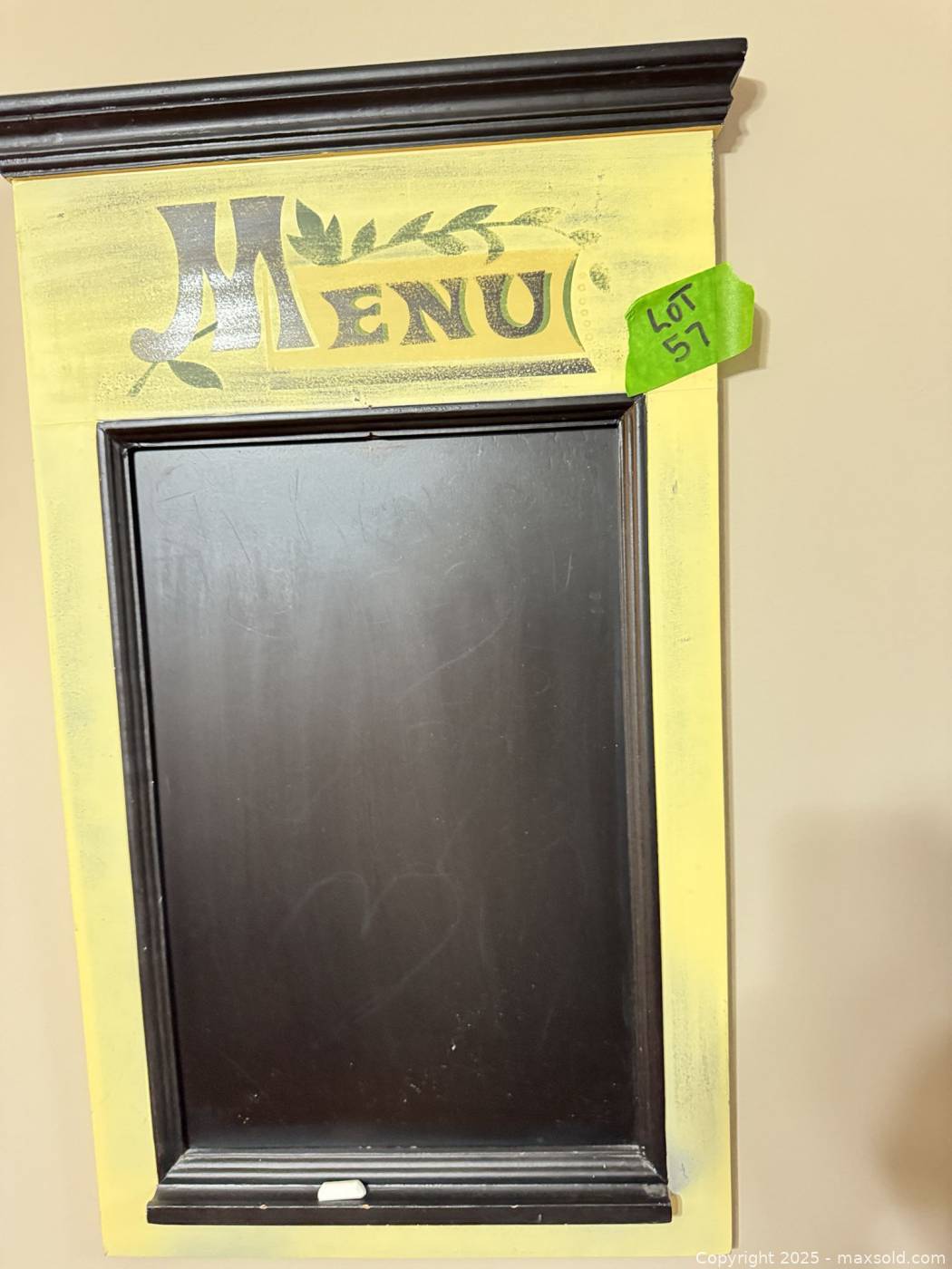 Wall-mounted yellow frame chalkboard menu board 15.5" x 27" | Maxsold