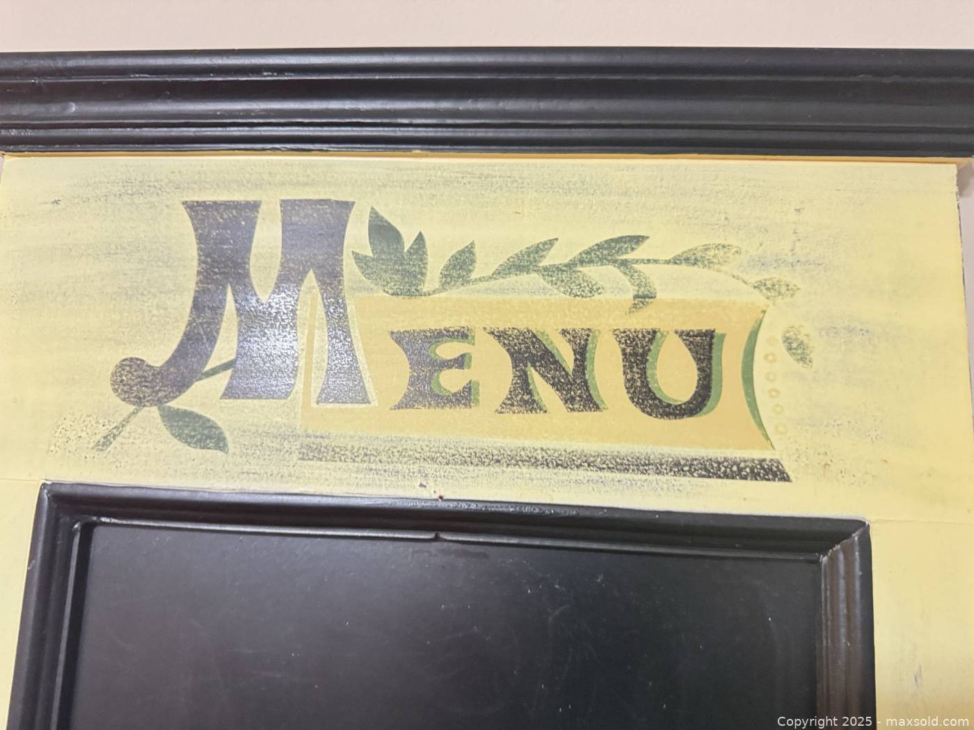 Wall-mounted yellow frame chalkboard menu board 15.5" x 27" | Maxsold