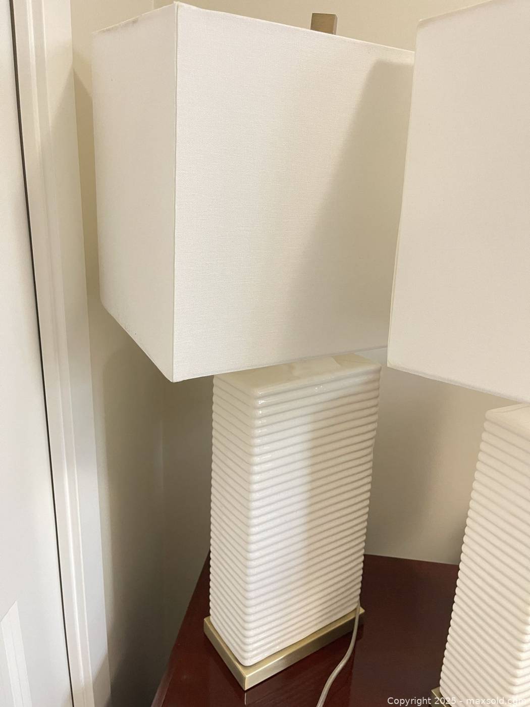 Cream rectangular ceramic table lamps with shades | Maxsold