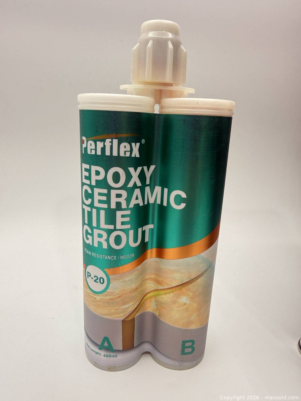 Perflex epoxy grout, Varsol thinner, large work gloves | Maxsold
