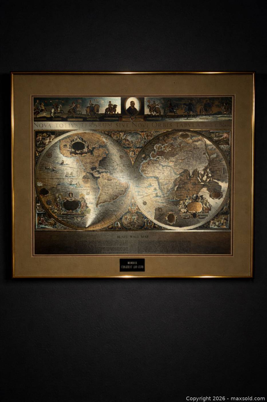 Framed Blaeu Twin-Hemisphere World Map | Maxsold